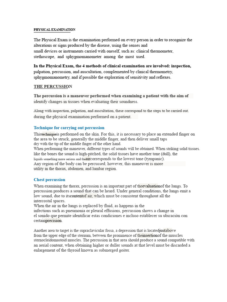 Physical Examination and Percussion | PDF | Physical Examination | Thorax