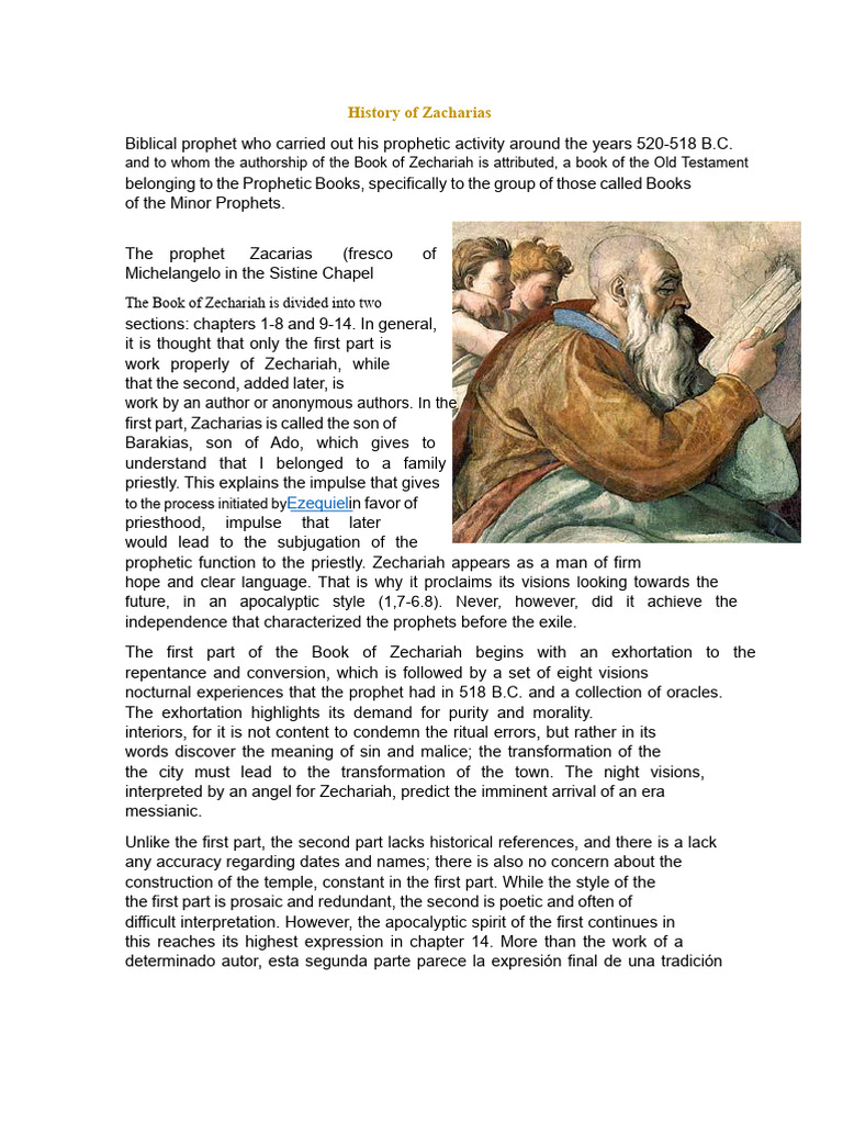 History of Zacharias | PDF | Book Of Zechariah | Jesus