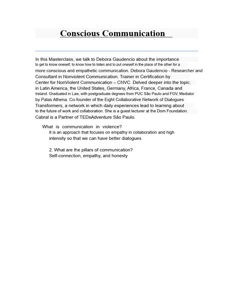 Conscious Communication | PDF