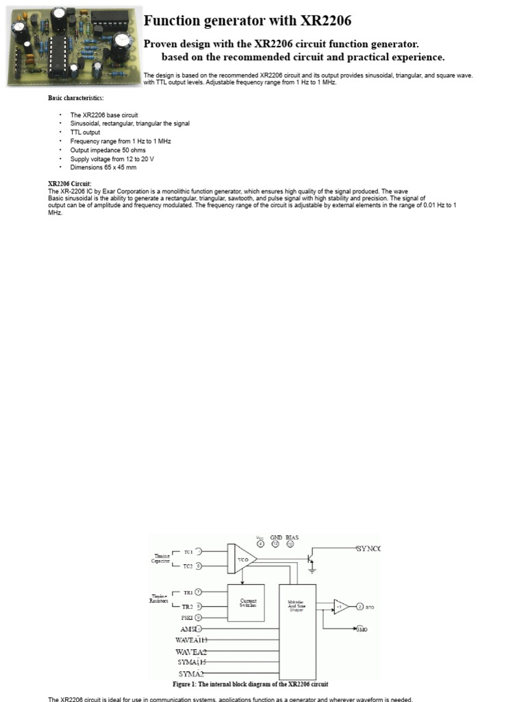Function Generator With XR2206 | PDF | Electronic Oscillator ...
