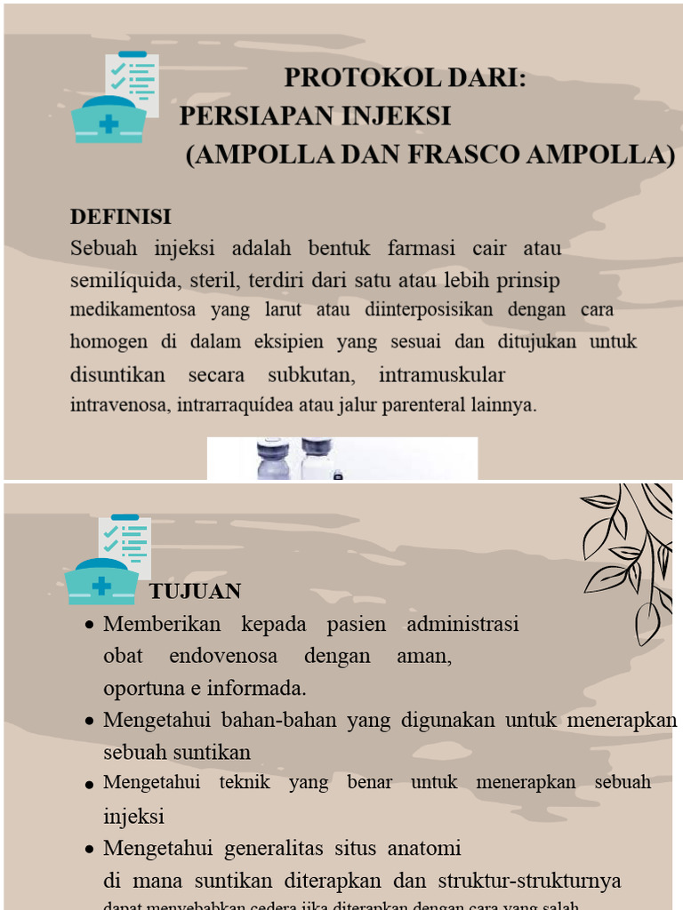 Protokol Persiapan Injeksi, (Ampul Dan Botol Ampul) | PDF