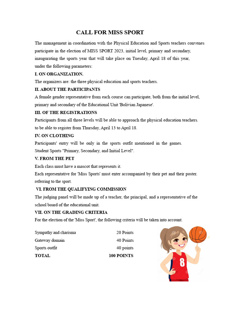 Miss Sport 2023 Election Guidelines | PDF