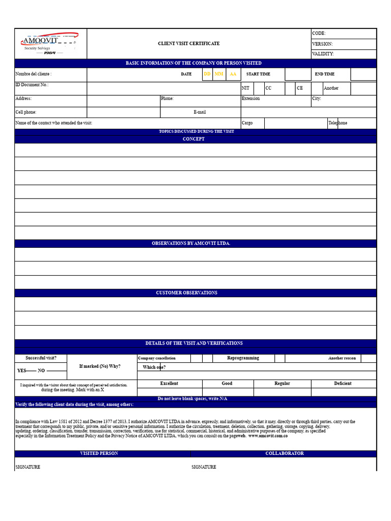 PROPOSAL CERTIFICATE OF CLIENT VISIT | PDF | Information | Information ...