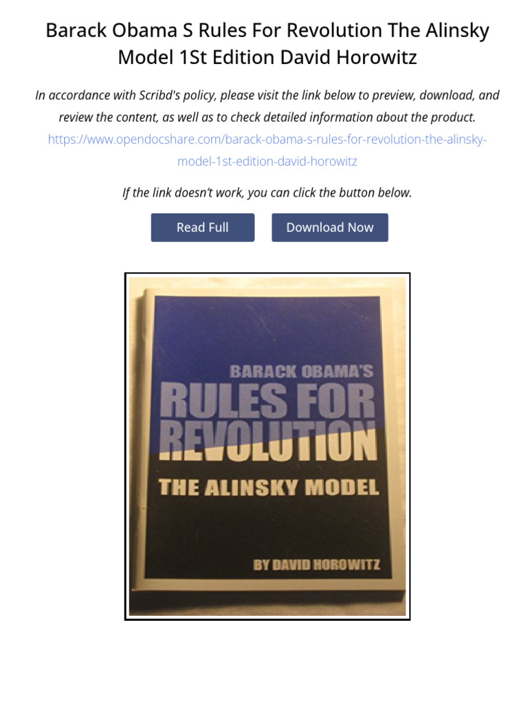 Barack Obama s Rules for Revolution The Alinsky Model 1st Edition David ...