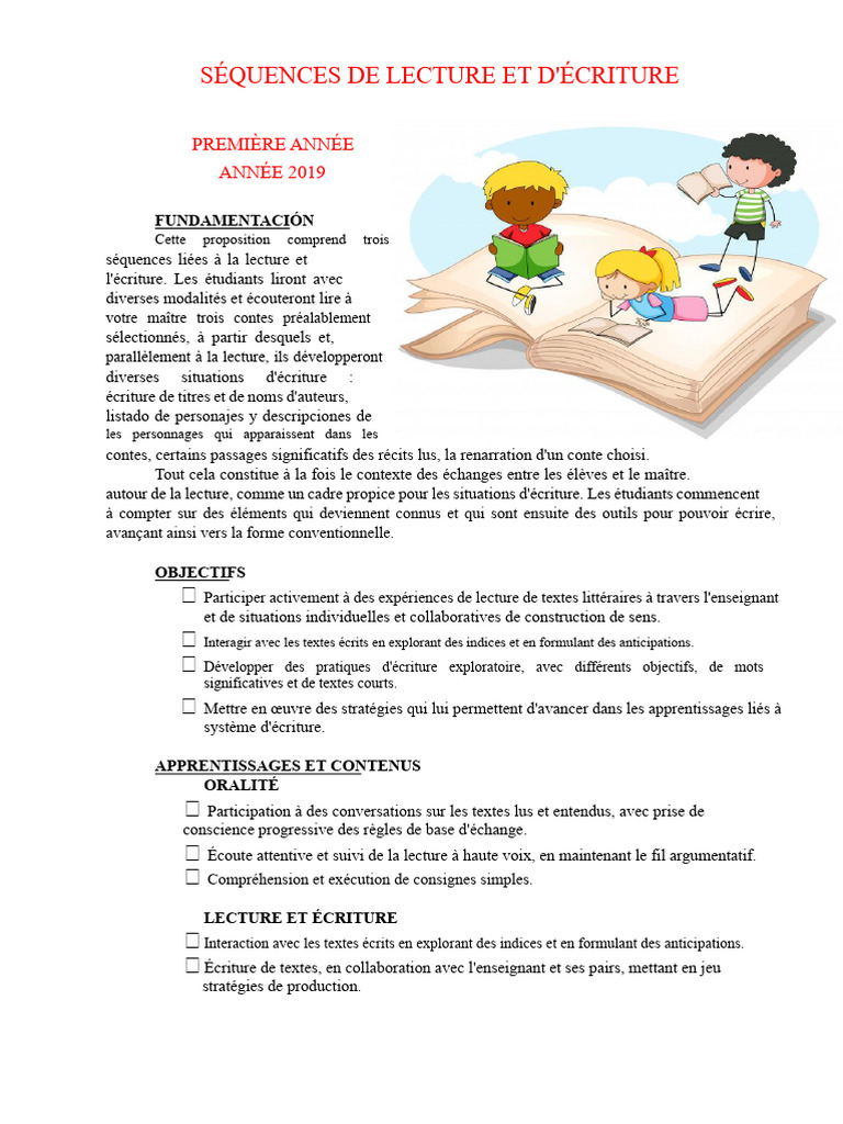 Séquences de Lecture et Écriture en 1ère Année | PDF