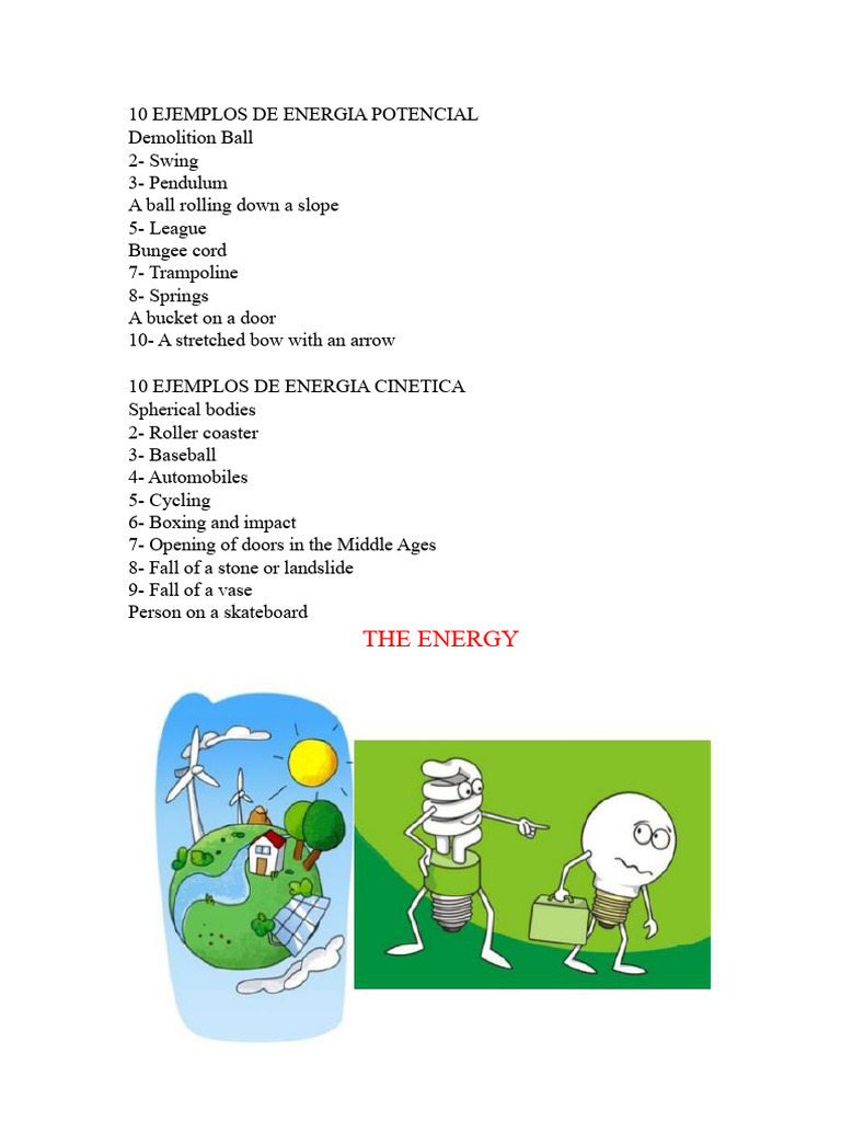 10 EXAMPLES OF POTENTIAL ENERGY.docx | PDF