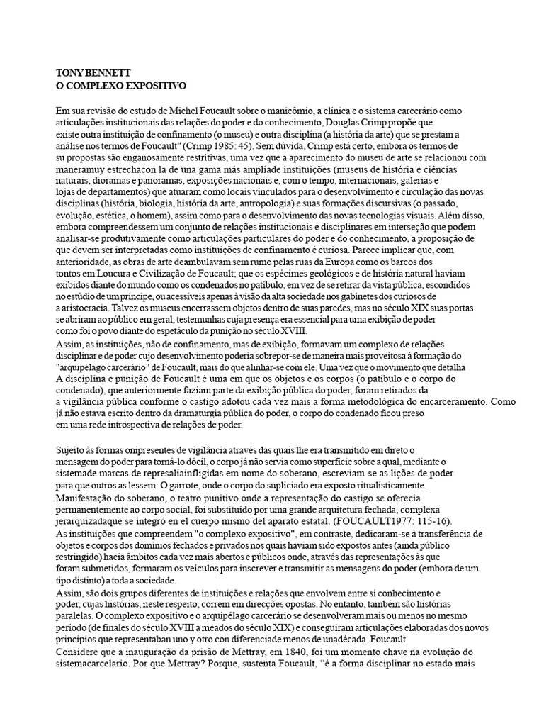 TONY BENNETT - O Complexo Expositivo | PDF | Michel Foucault | Museu