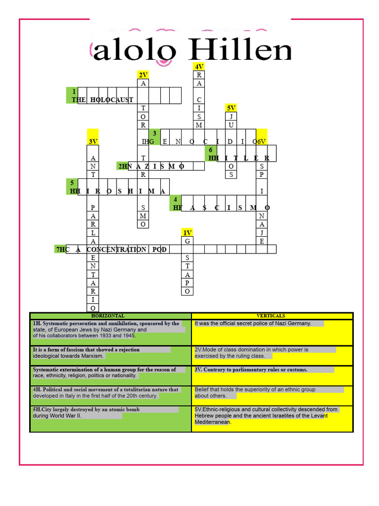 Crossword of Adolfo Hitler | PDF | The Holocaust | Nazi Germany