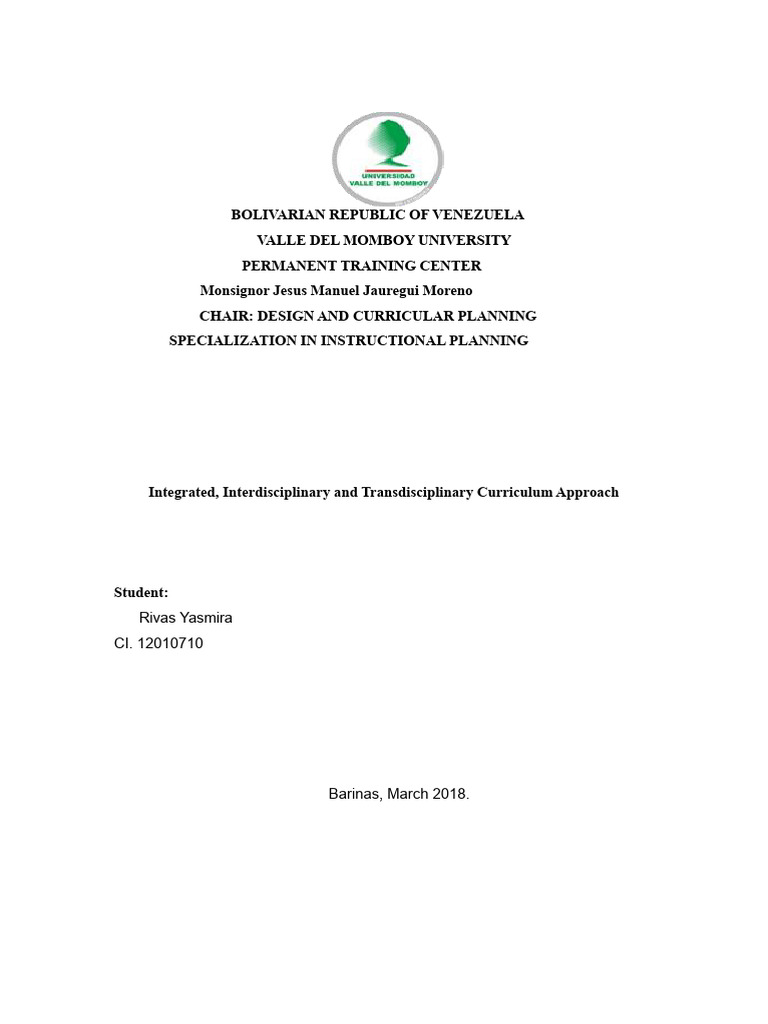 Integrated, Interdisciplinary, and Transdisciplinary Curriculum ...