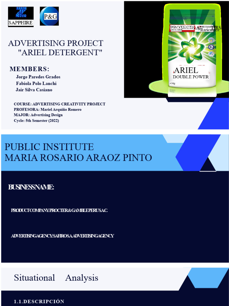 ADVERTISING PROJECT "ARIEL DETERGENT" | PDF | Clothing | Brand