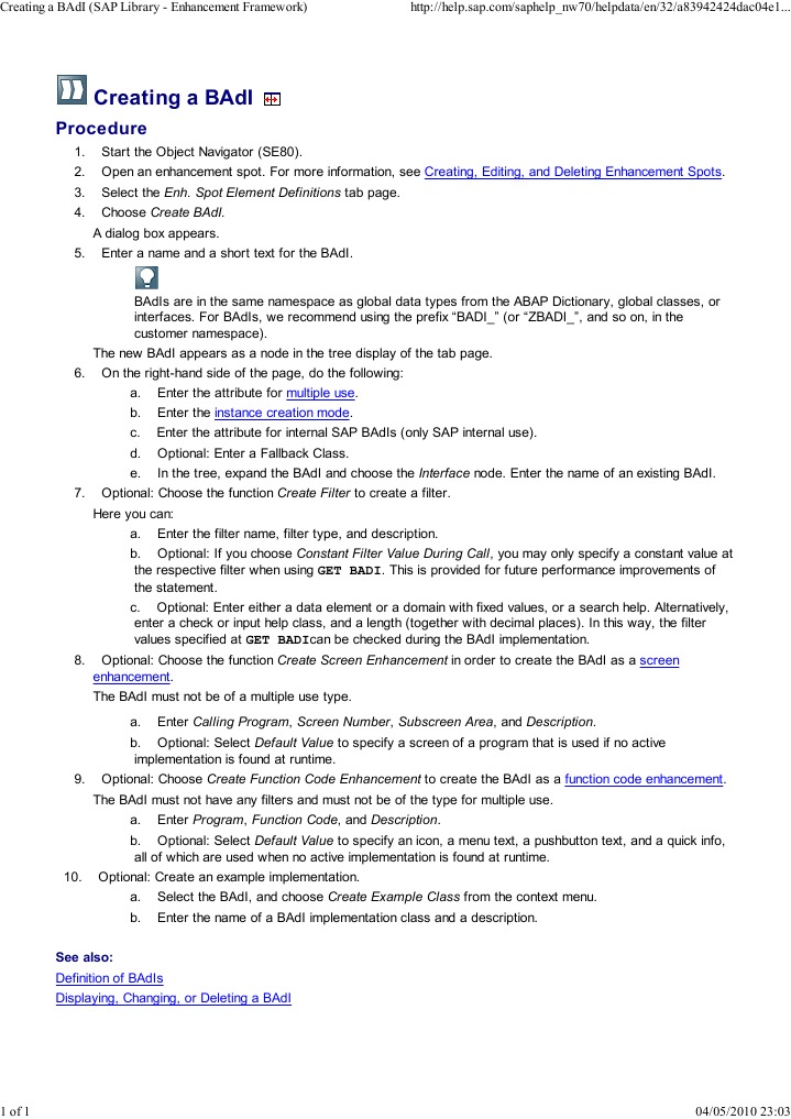 Creating A BAdI | PDF | Computer Engineering | Software Development