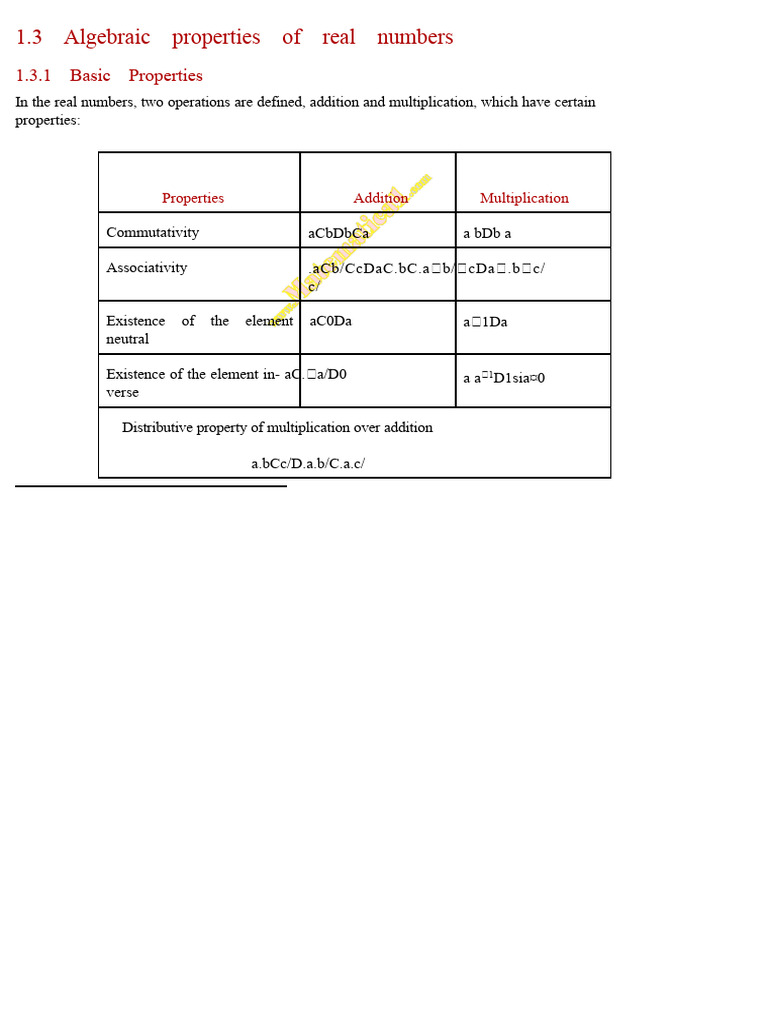 Algebraic properties of real numbers | PDF | Zero Of A Function ...