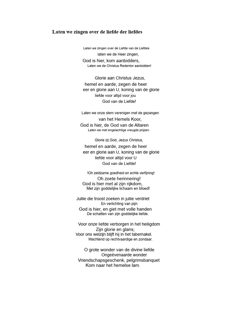 Laten We Zingen Over de Liefde Der Liefdes | PDF