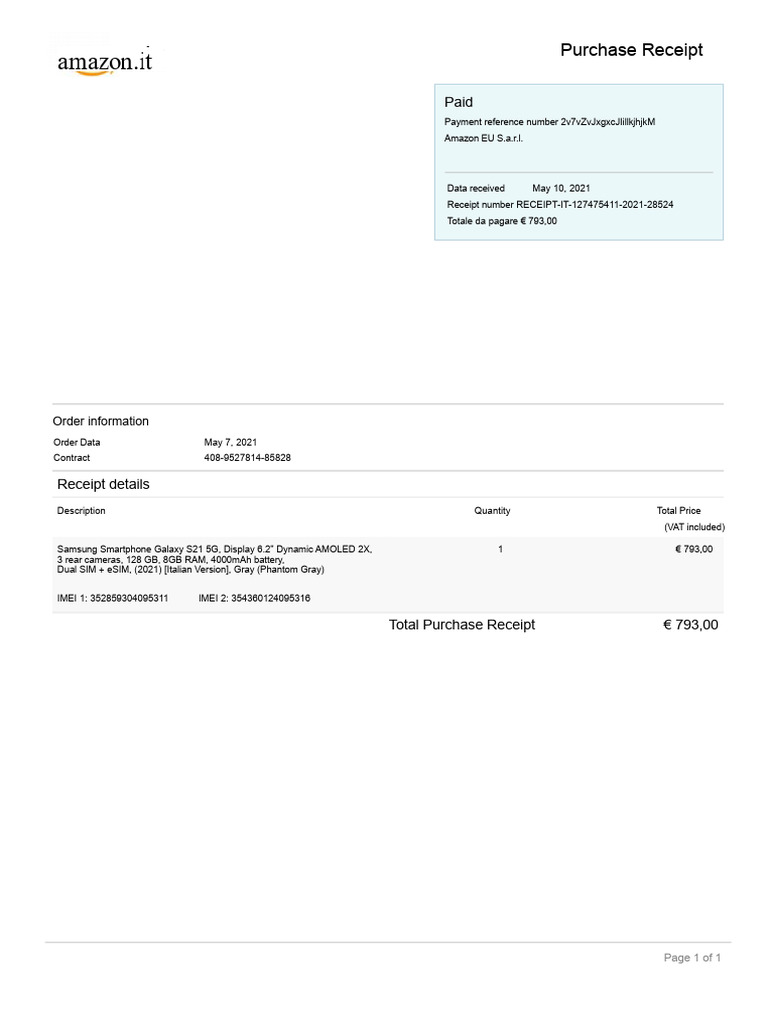 Danilo Minafra Amazon Receipt | PDF