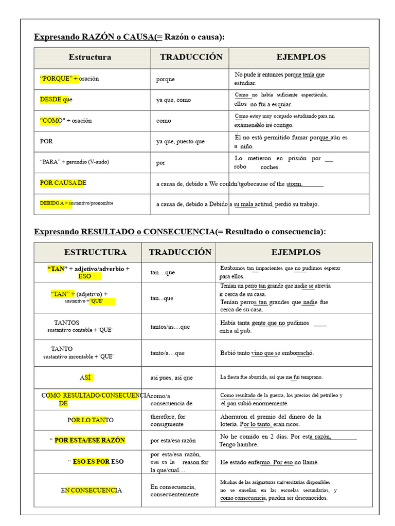 ENLACES (3) Expresando Causa y Consecuencia | PDF | Lingüística