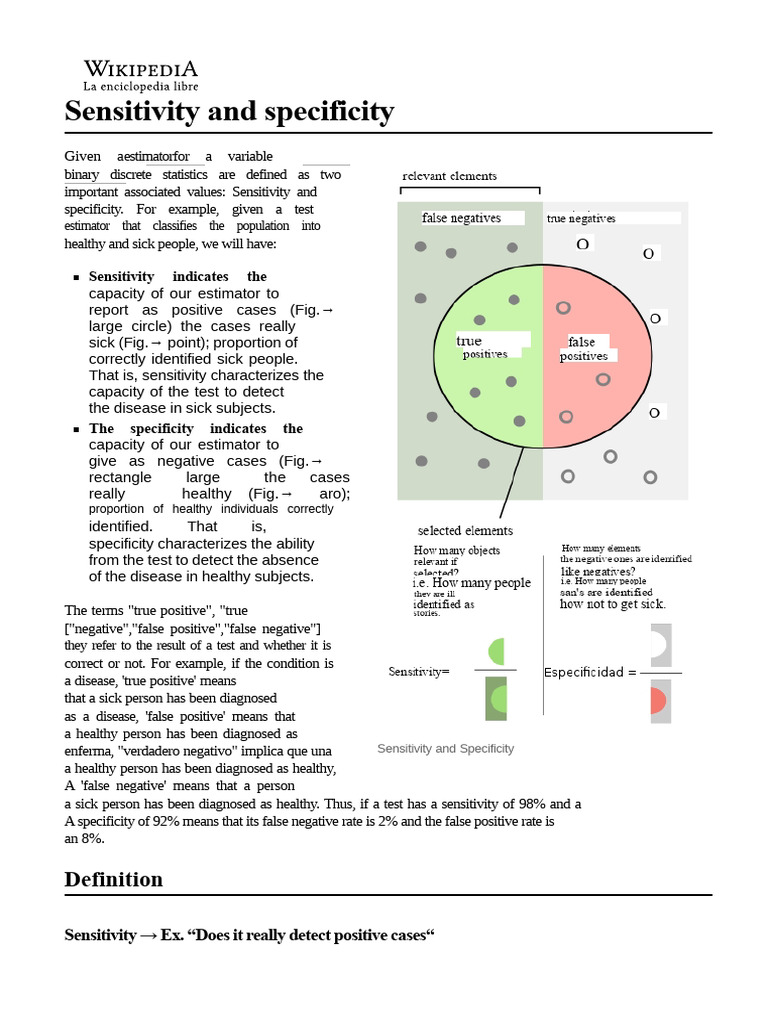 Sensitivity_and_specificity | PDF | Sensitivity And Specificity | Medical Specialties