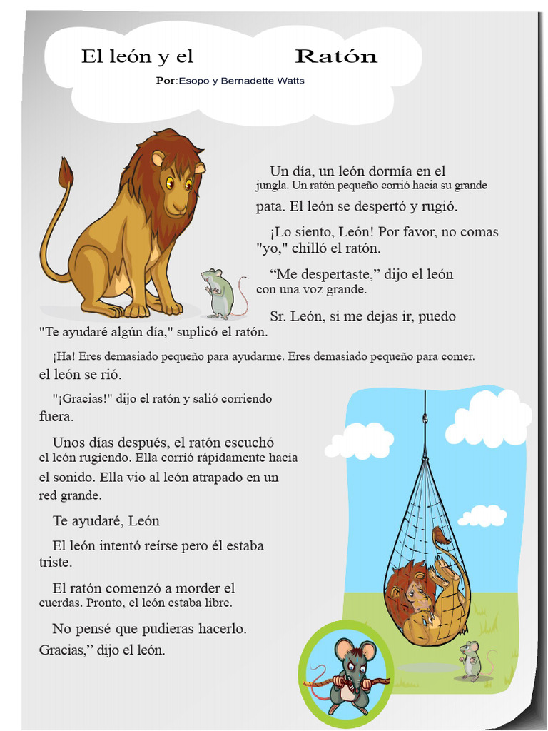El león y el ratón: amistad inesperada | PDF