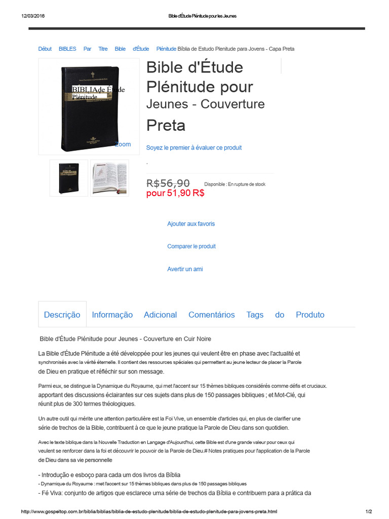 Bible d'Étude Plénitude pour Jeunes | PDF | Bible | Dieu