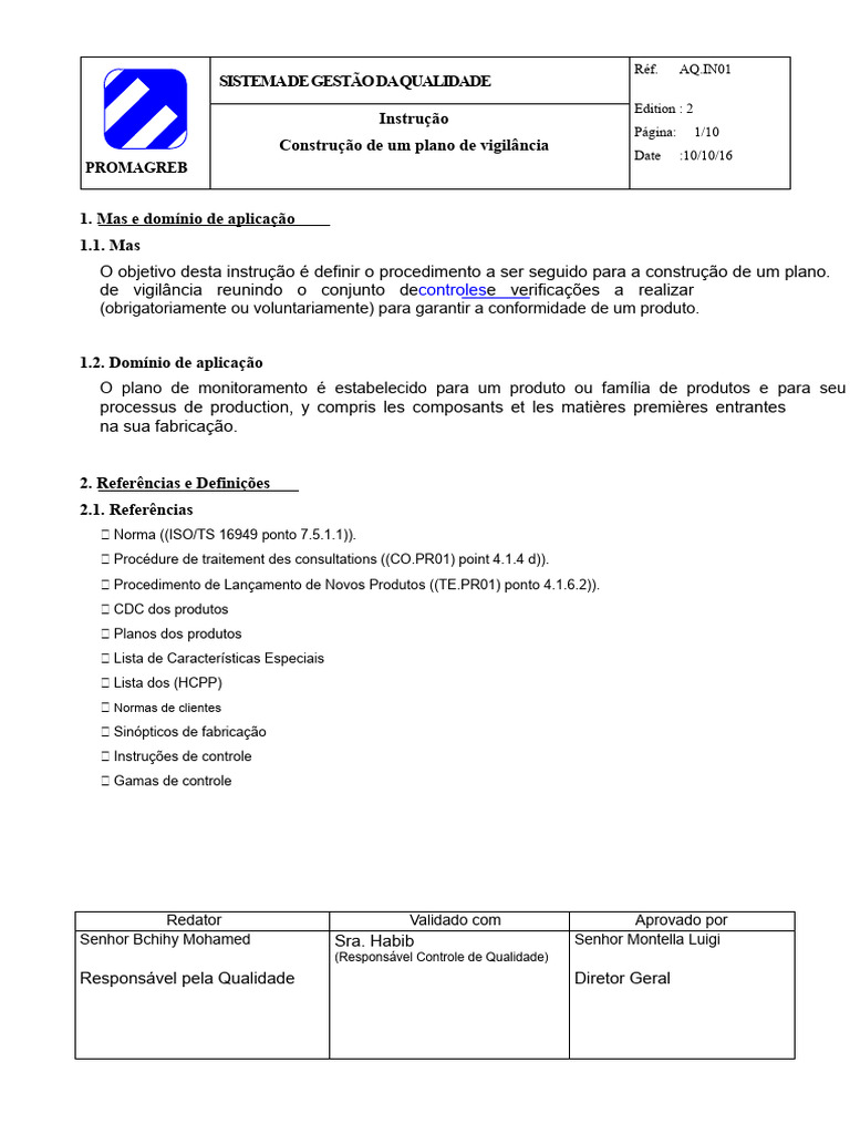 AQ.IN01. Ed 2 Elaboração de um plano de monitoramento | PDF | Qualidade ...