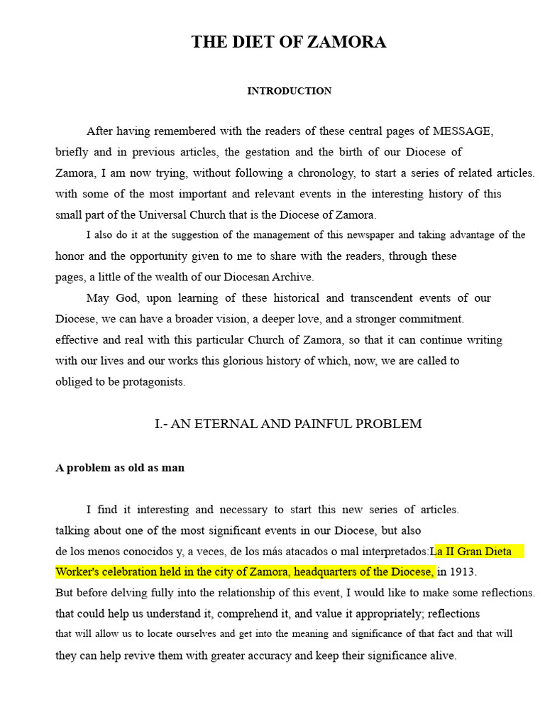 Zamoran diet | PDF | Catholic Social Teaching | Catholic Church