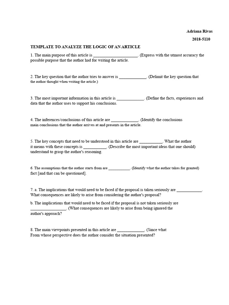 critical analysis templates | PDF | Logical Consequence | Inference