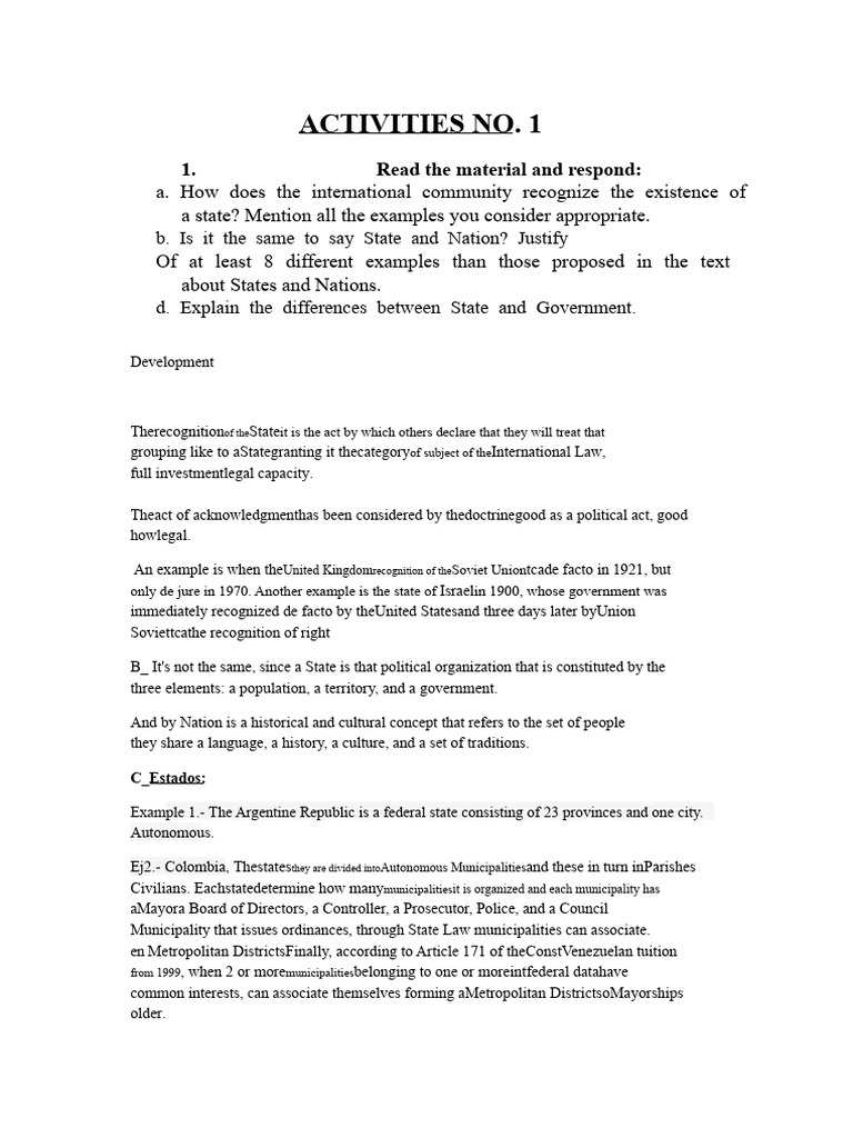 ACTIVITIES 1. GEOGRAPHY.docx | PDF | Bolivia | Political Science