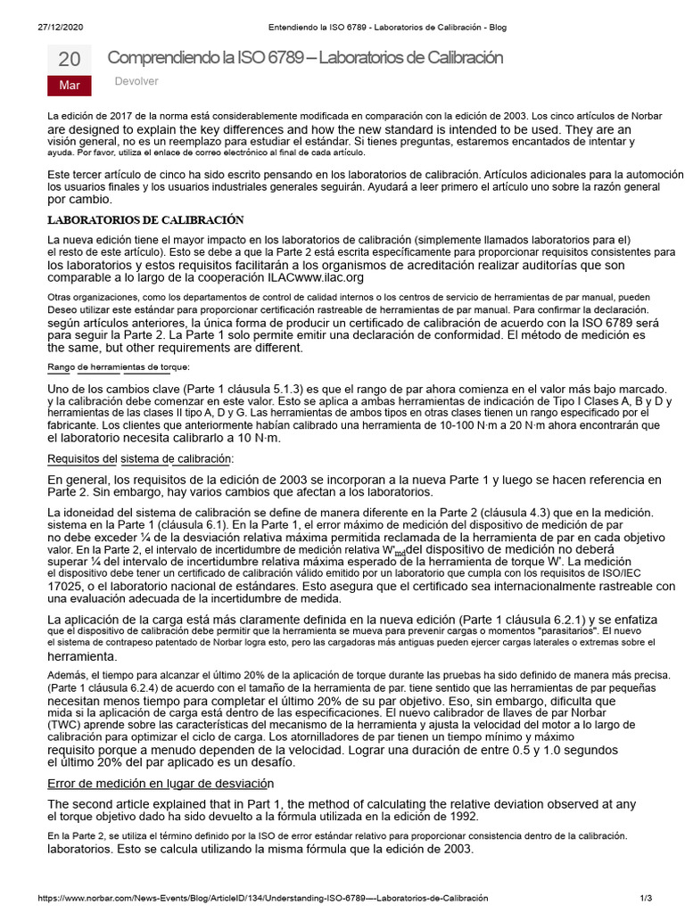 ISO 6789: Cambios para Laboratorios de Calibración | PDF | Calibración ...