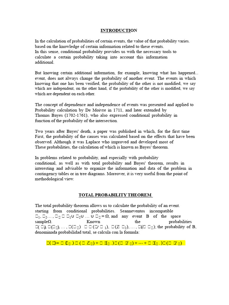 Conditional Probability and Bayes' Theorem | PDF | Probability ...