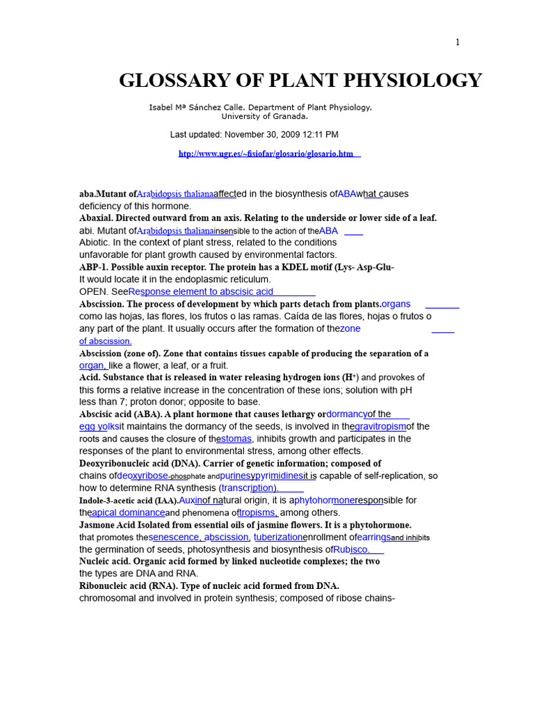 Plant Physiology Glossary Guide | PDF | Rna | Adenosine Triphosphate