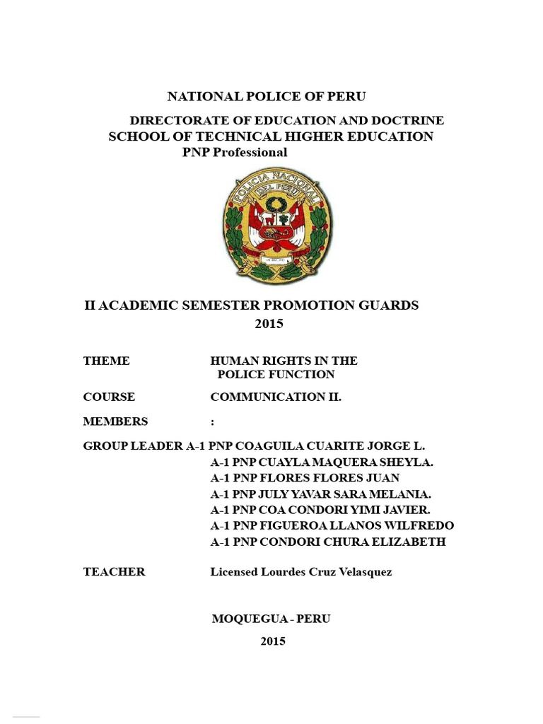 Monograph on Human Rights in the Police Function Group of So3 Pnp Grave ...