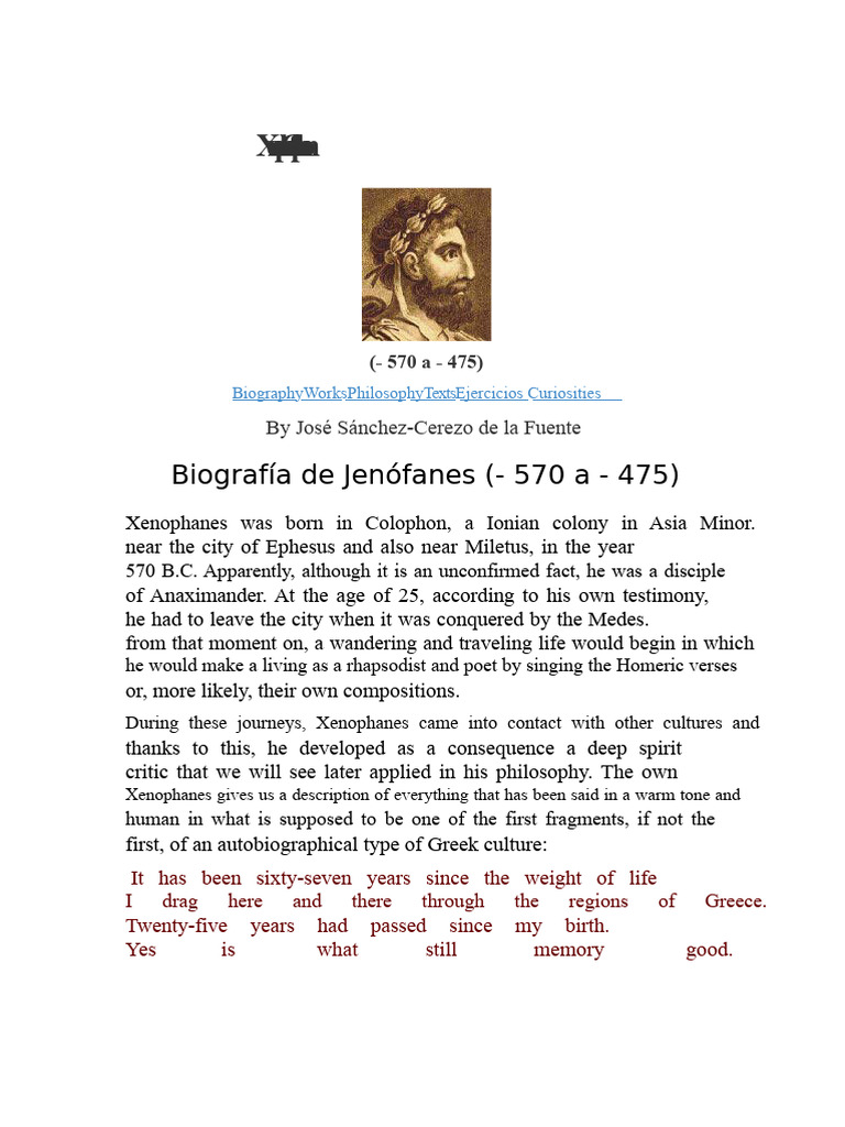 Biography of Xenophanes of Colophon | PDF | Ancient Greece | Classical ...