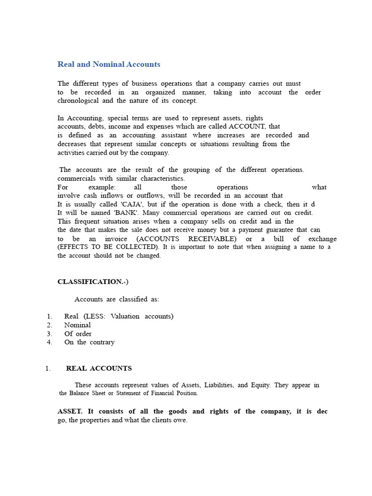 Understanding Real and Nominal Accounts | PDF | Debits And Credits ...