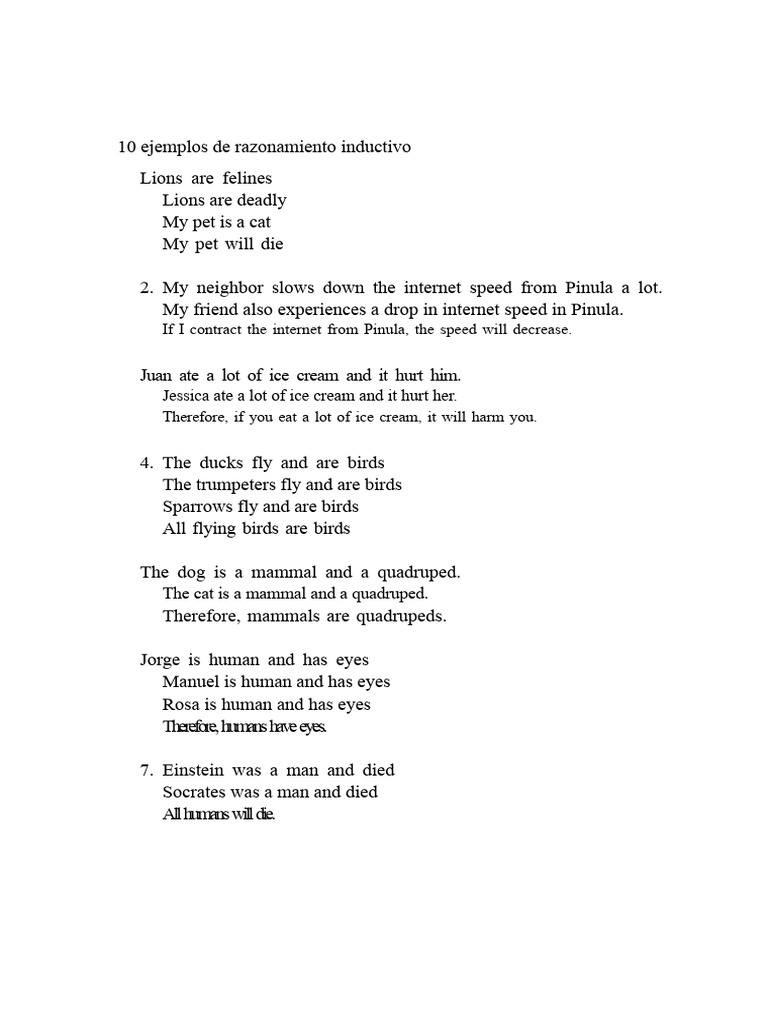 Examples of Deductive and Inductive Reasoning | PDF | Inductive ...