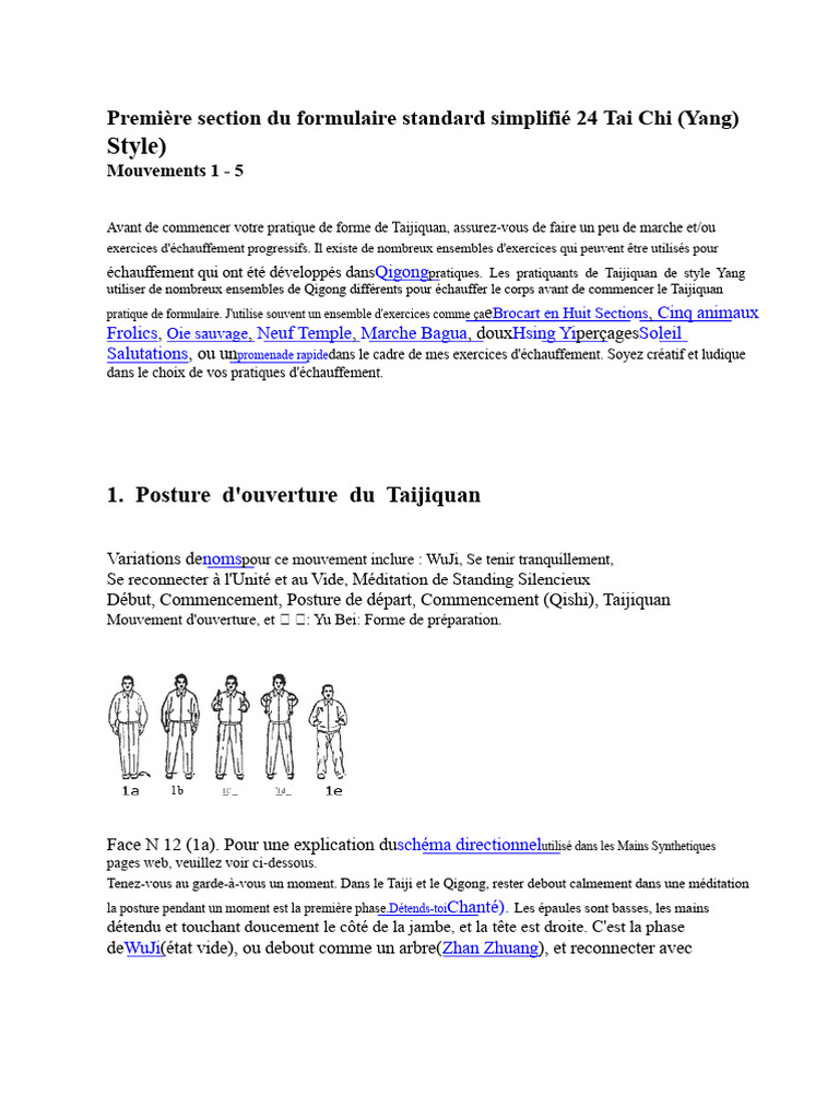 Introduction au Taijiquan Yang: Postures et Échauffements | PDF | Tai ...