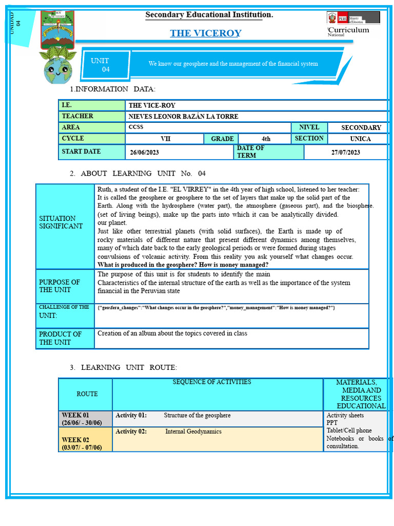 4th UNIT 4 CCSS -2023 | PDF | Learning | Information