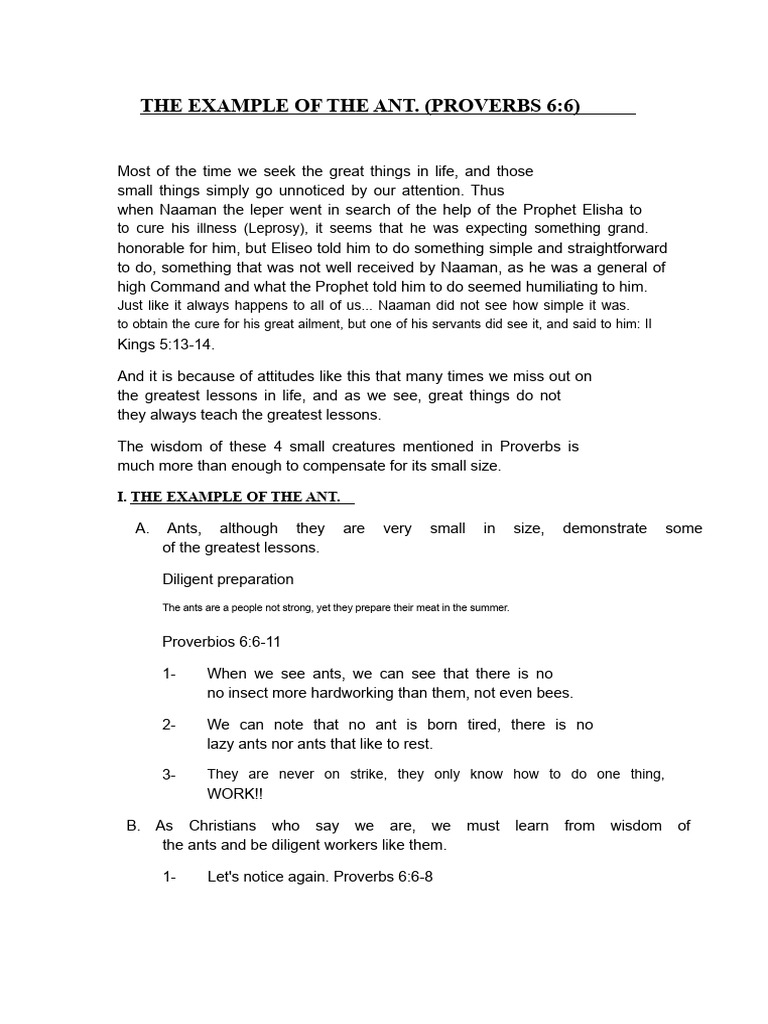 THE EXAMPLE OF THE ANT | PDF
