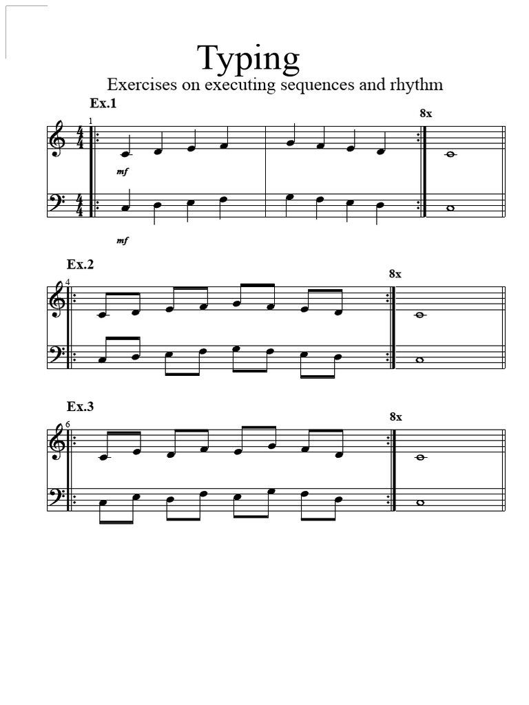 Typing Rhythm and Sequence Exercises | PDF