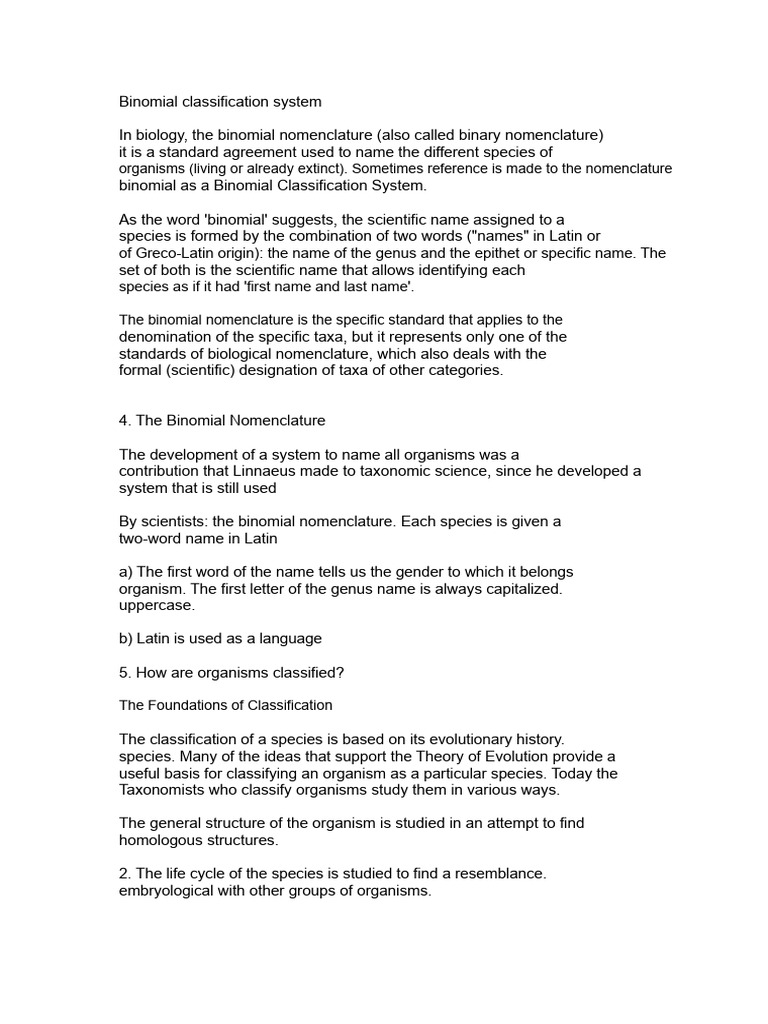 Binomial classification system.doc | PDF | Biological Evolution ...