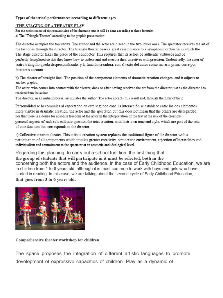 Types of Theatrical Productions According To Different Ages | PDF ...