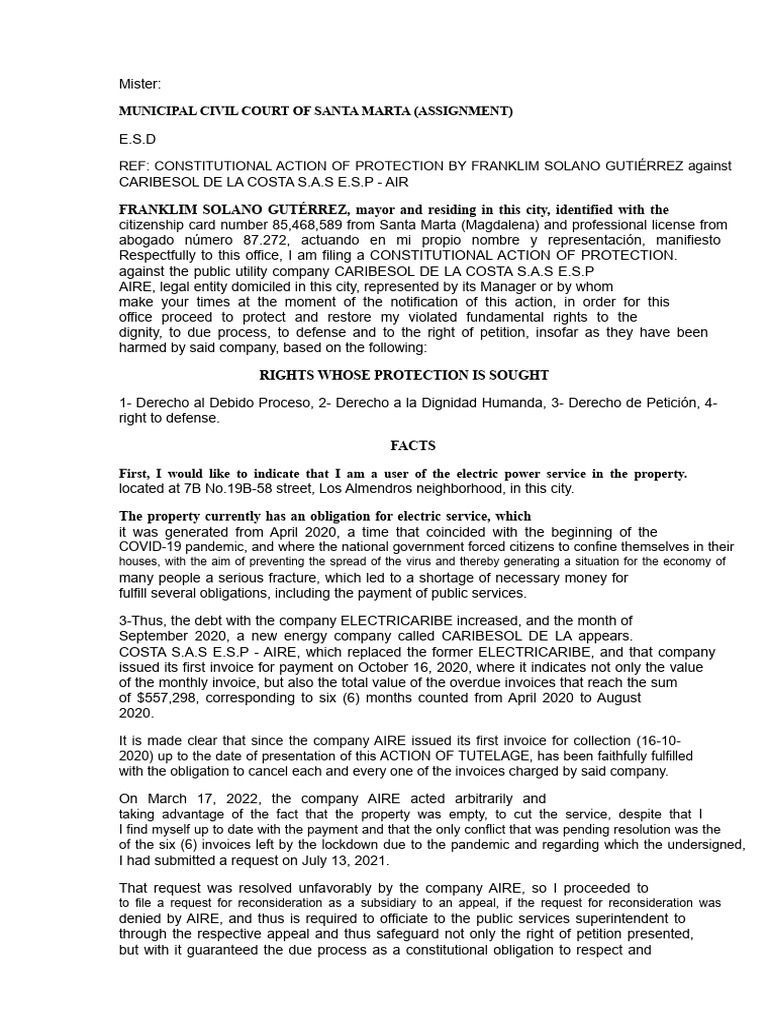 Action of Protection Against Air | PDF | Justice | Crime & Violence