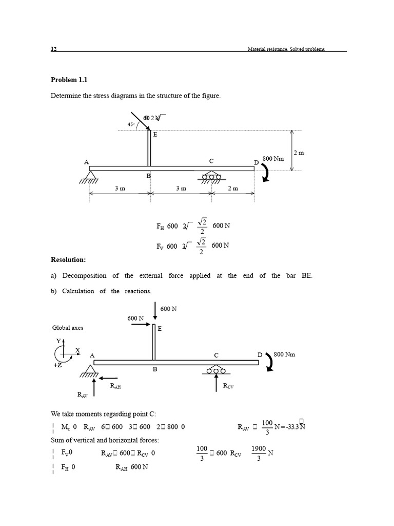 solved problems of stress | PDF | Stress (Mechanics) | Bending
