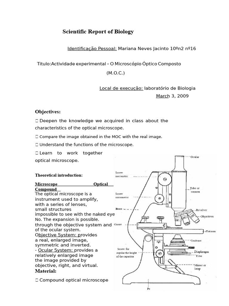 Scientific Report of Biology | PDF | Microscope | Optics