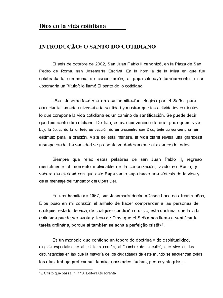 Dios en La Vida Cotidiana - P. Francisco Faus PDF | PDF | Amor | Santo