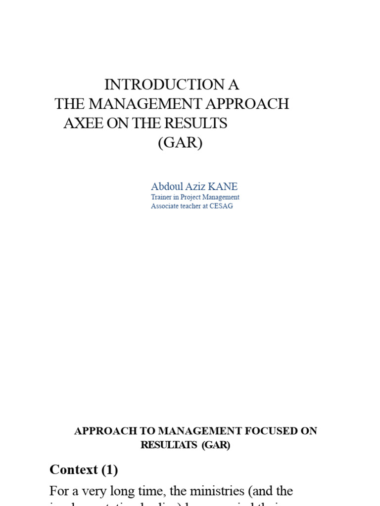 Results-Based Management Approach (GAR) | PDF | Causality | Project ...