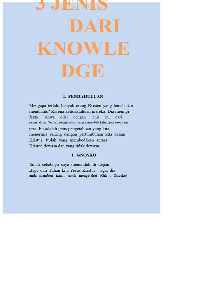 Tiga Jenis Pengetahuan dalam Kristen | PDF
