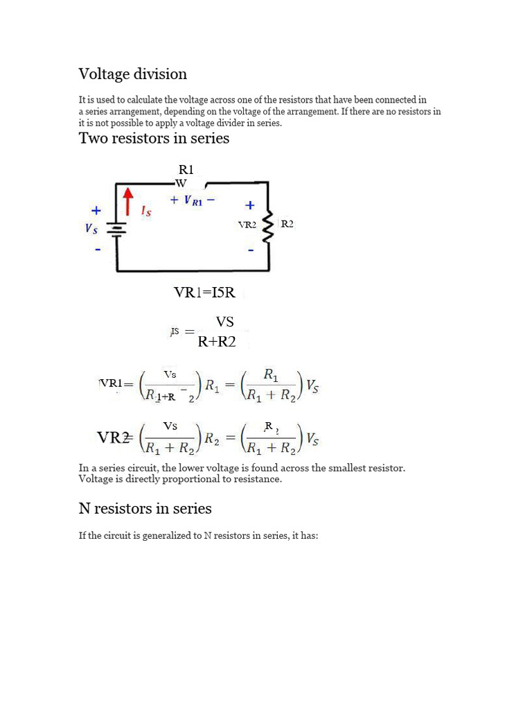Voltage and Current Division Explained | PDF | Series And Parallel ...