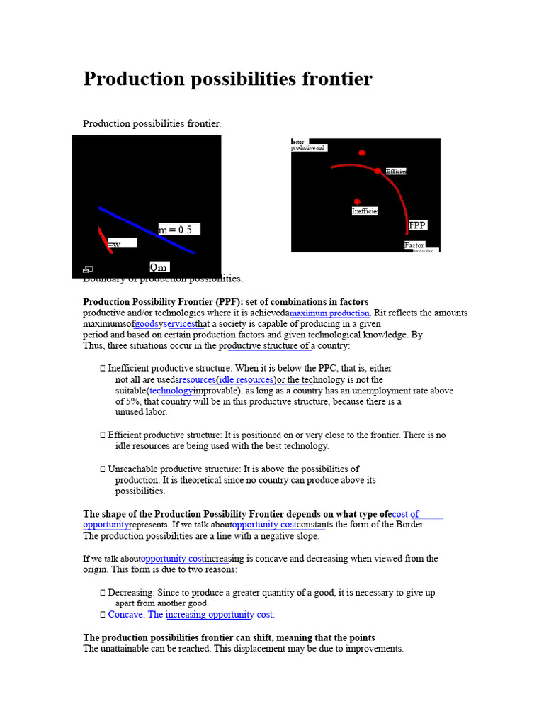 Production Possibilities Frontier | PDF | Economies | Economics