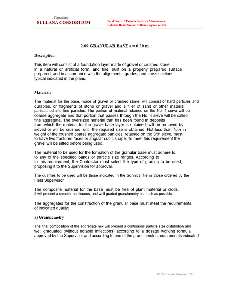 2.09 Granular Base e = 0.20 m | PDF | Gravel | Construction Aggregate