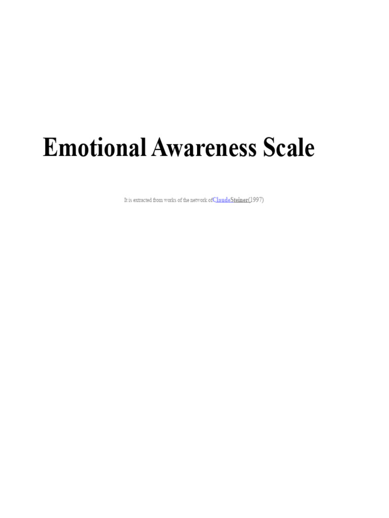Emotional Awareness Scale Overview | PDF