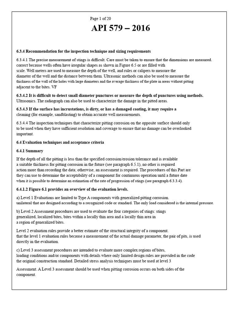 Api 579 - Acceptance Criteria English | PDF | Corrosion | Evaluation
